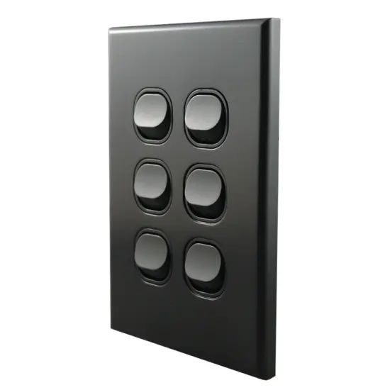 Matte Black Light Switch 6 Gang 10A 250V AC | GEO Series