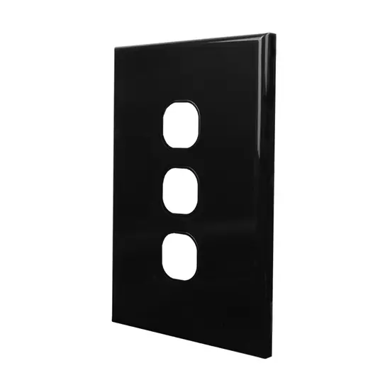 Grid Plate 3 Gang BLACK | GEO Series | Connected Switchgear