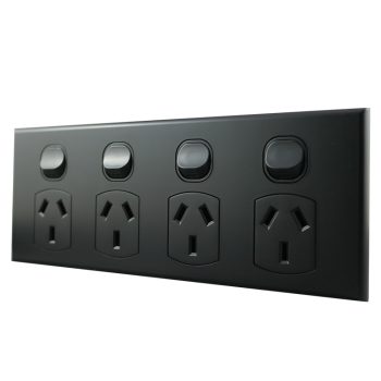 4 Gang Power Point MATTE BLACK 10A 250V AC | GEO Series