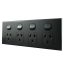 4 Gang Power Point MATTE BLACK 10A 250V AC | GEO Series