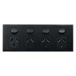 4 Gang Power Point MATTE BLACK 10A 250V AC | GEO Series
