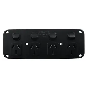 4 Gang Power Point MATTE BLACK 10A 250V AC | GEO Series