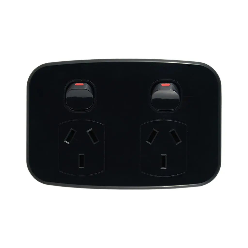 LUNA Series Double Power Point 10A 250V AC BLACK