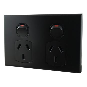 Matte Black Double Power Outlet 10A 250V AC | GEO Series
