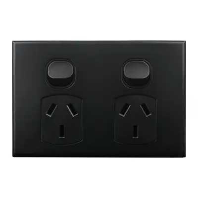 Matte Black Double Power Outlet 10A 250V AC | GEO Series