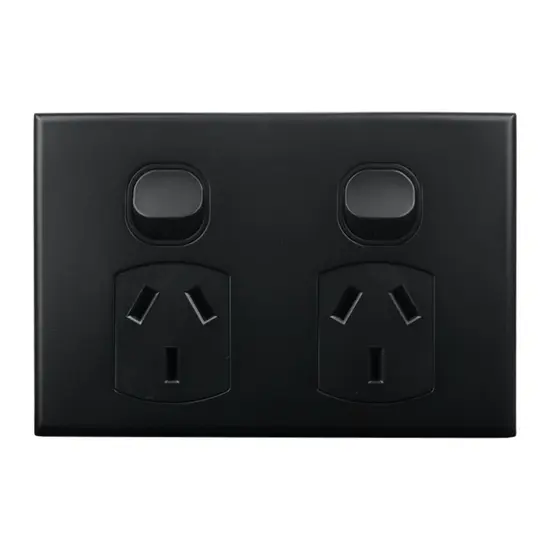 Matte Black Double Power Outlet 10A 250V AC | GEO Series