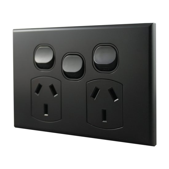 Double GPO with Extra Switch 10A 240V AC MATTE BLACK
