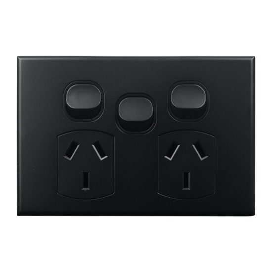 Double GPO with Extra Switch 10A 240V AC MATTE BLACK