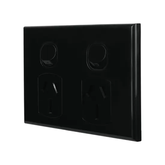 15A Double GPO BLACK 240V AC | GEO Series | CSG Australia