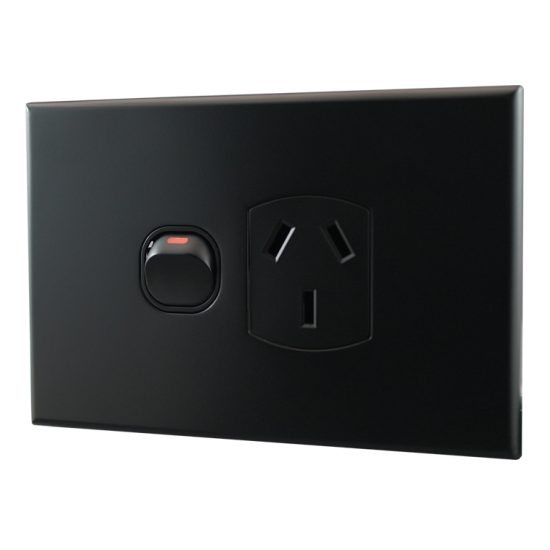 Matte Black Single Power Outlet 10A 250V AC | GEO Series