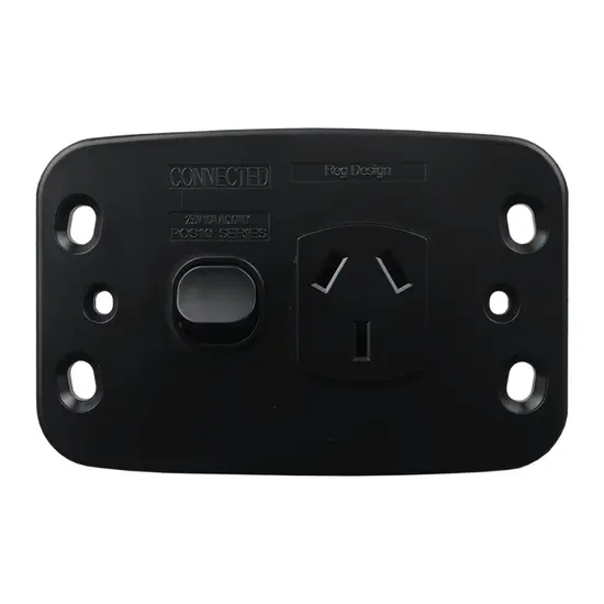 Matte Black Single Power Outlet 10A 250V AC | GEO Series