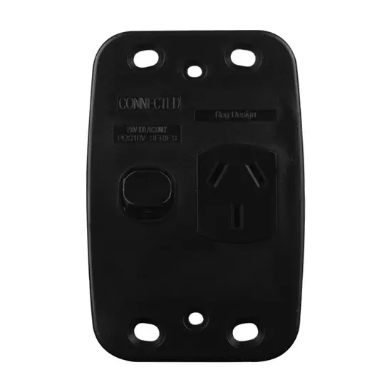 Single GPO Vertical Black 10A 240V AC | GEO Series