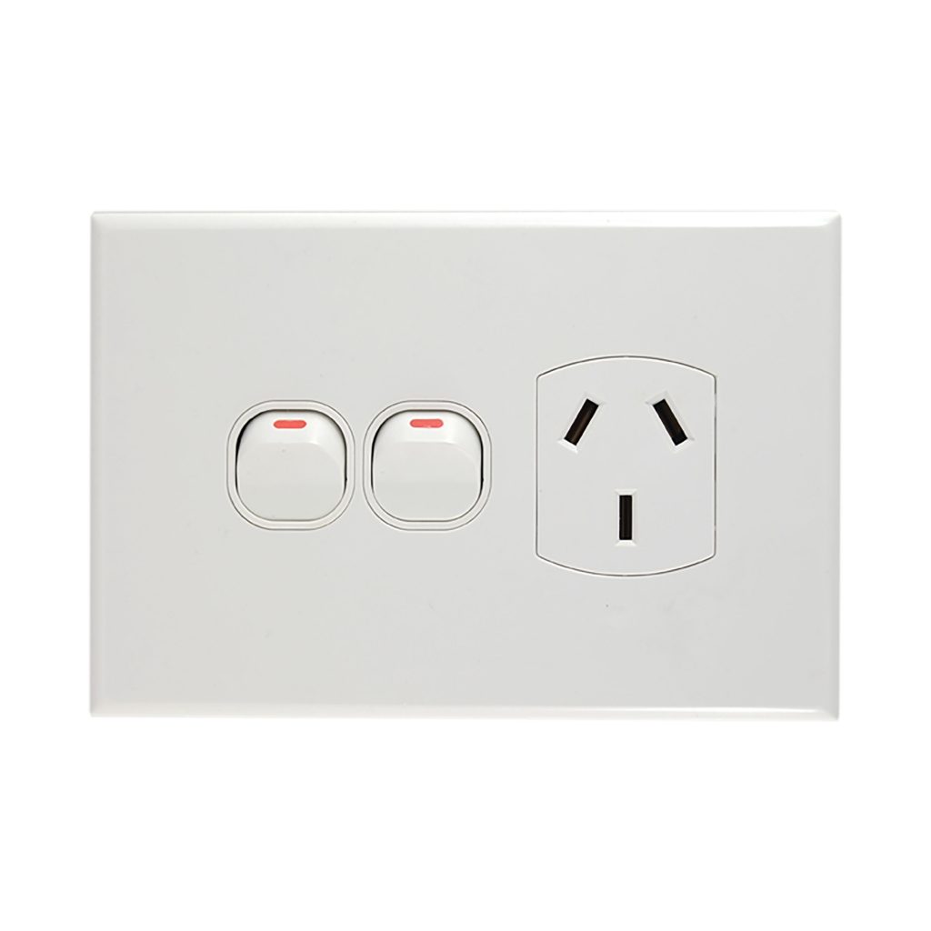 Single GPO with Extra Switch 10A 240V AC | GEO Series Slimline