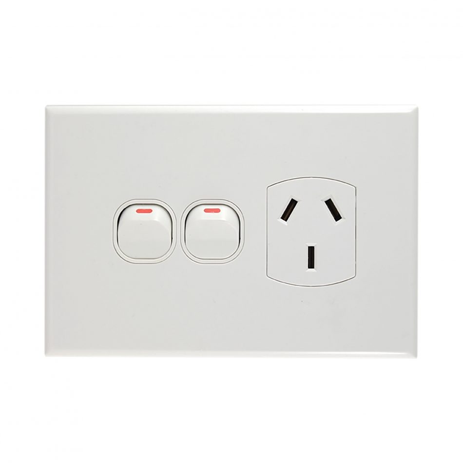 Single GPO with Extra Switch 10A 240V AC | GEO Series Slimline