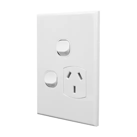 Vertical Single GPO with Extra Switch 10A 240V AC Slimline