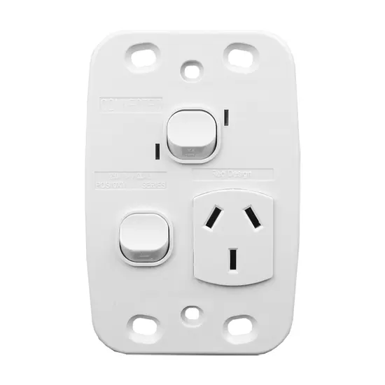 Vertical Single GPO with Extra Switch 10A 240V AC Slimline