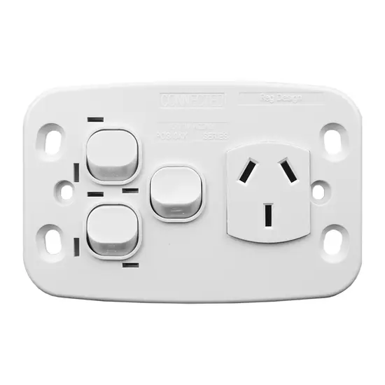 Single GPO with 2 Extra Switches 10A 240V | GEO Series