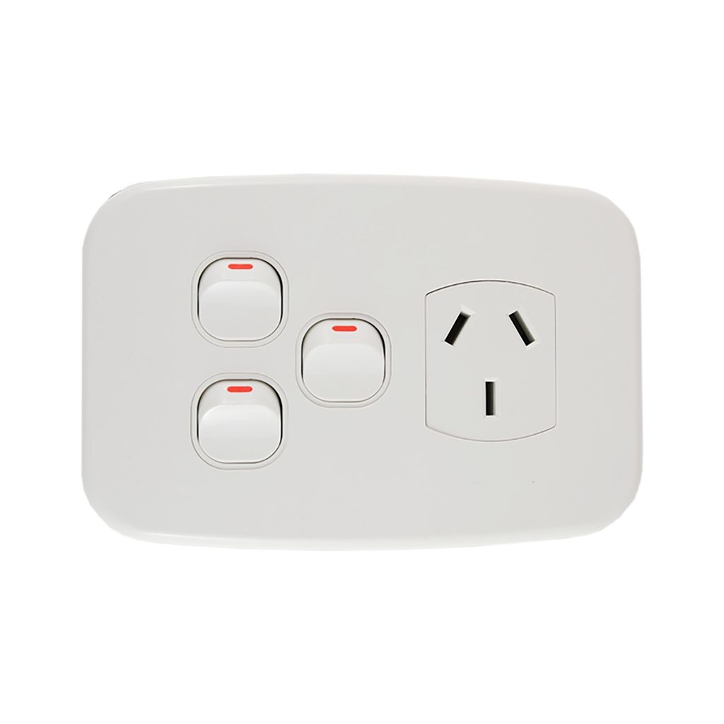 Single Power Point with Two Extra Switches 10A | LUNA Series