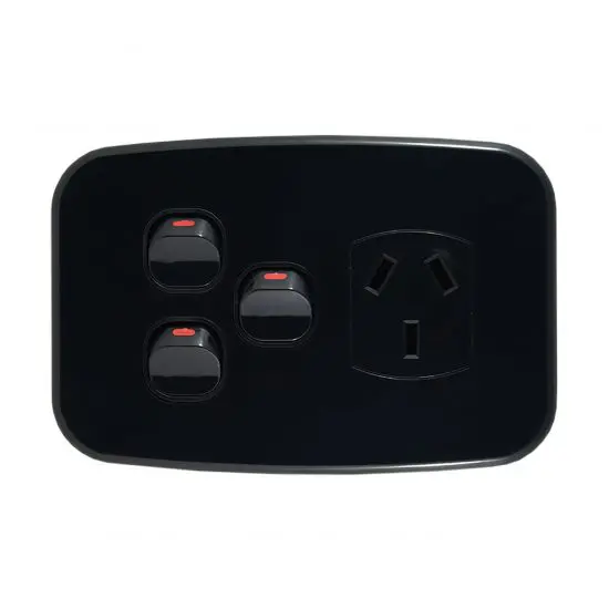 4 Gang Power Point BLACK 10A 250V AC | GEO Series Slimline