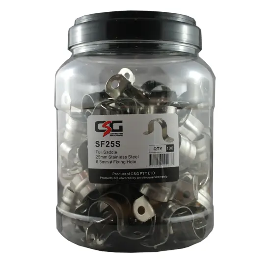 25mm Stainless Steel Full Saddles - Jar of 100