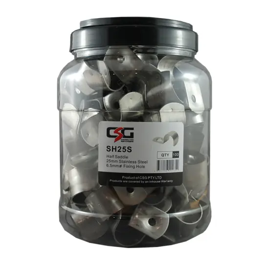 25mm Stainless Steel Half Saddles - Box of 100