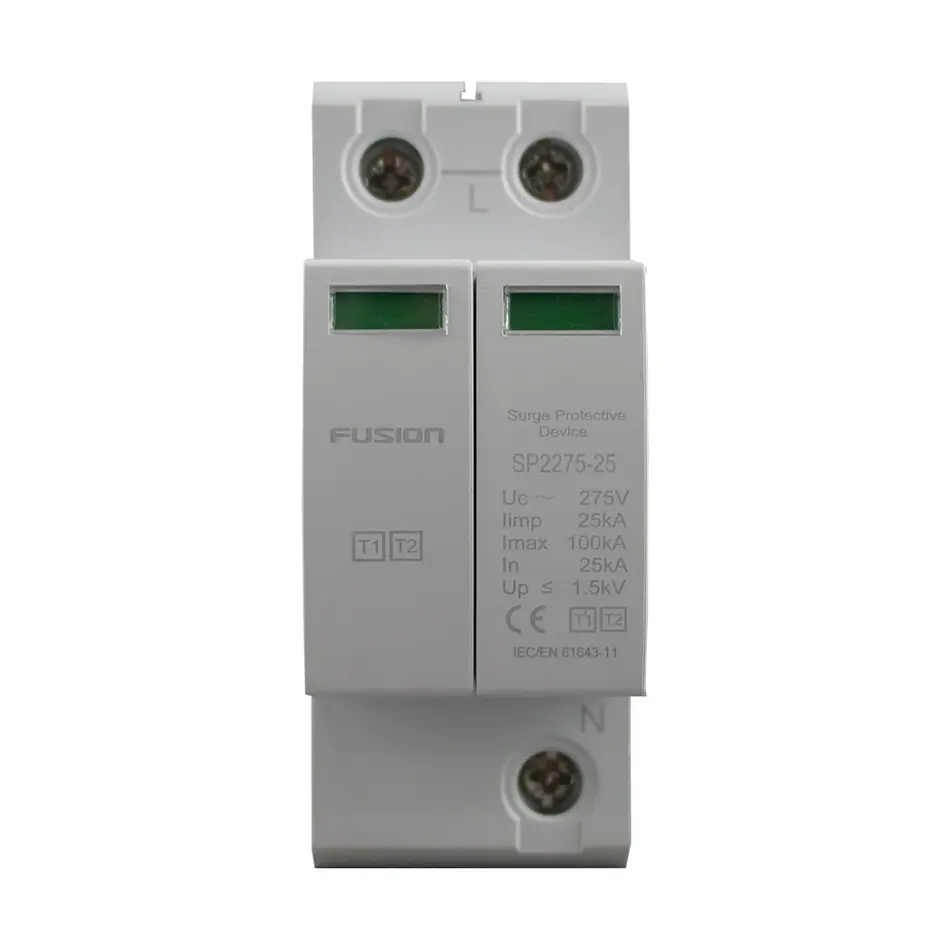 Surge Protector 2P 275V 25kA Type 1 + Type 2 L-N