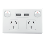 Double Power Point with Dual USB Charger 250V AC 5V 3.1A