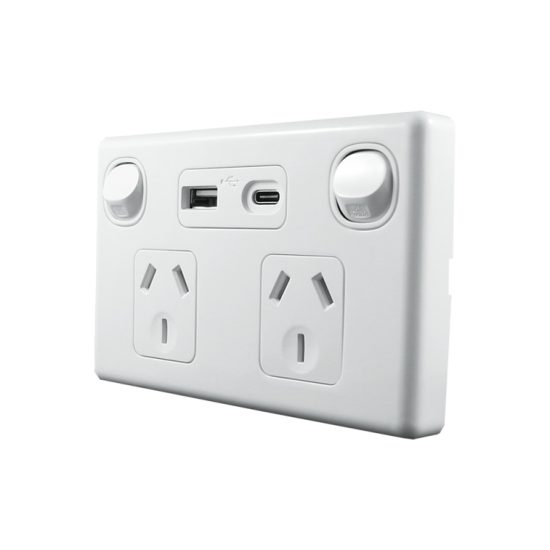 Double USB Power Point Type A + Type C | Connected Switchgear