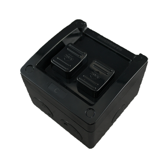 Single Weatherproof GPO Half Size 15A 250V AC IP53 BLACK